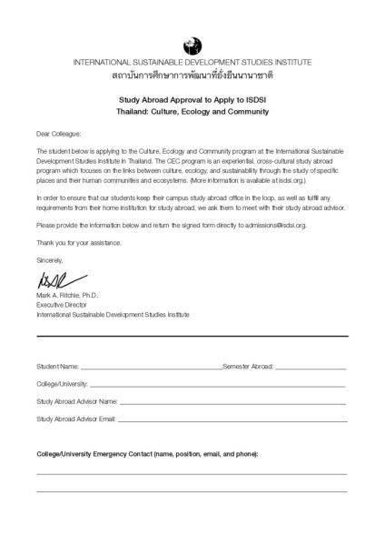 CEC Study Abroad Approval - ISDSI